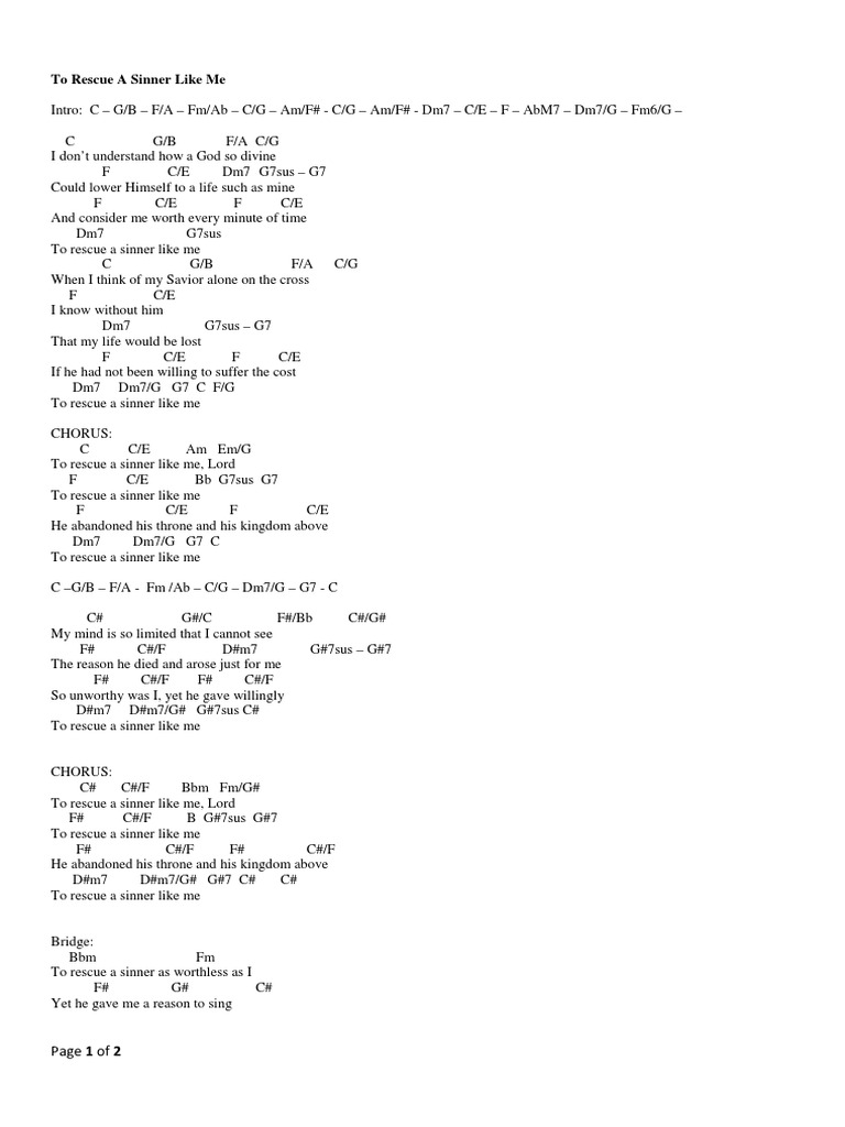 To Rescue A Sinner Like Me Lyrics and Chords | PDF | Theology