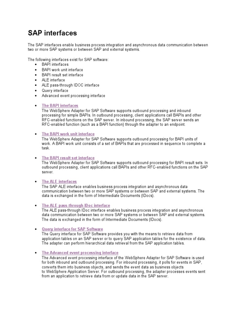 SAP Interface Guide | PDF | Application Programming Interface | Application Software