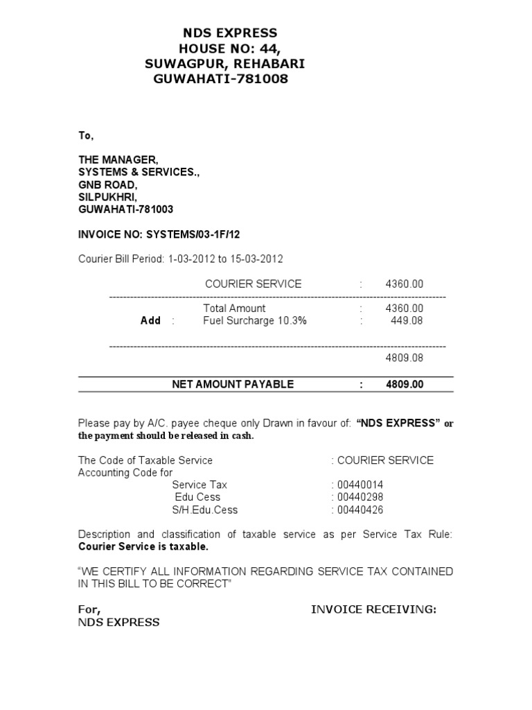NDS Express Courier Invoice Summary | PDF | Payments | Invoice