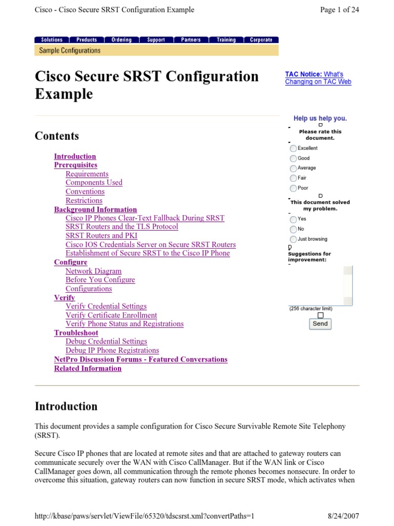 Cisco Secure SRST Configuration Example: TAC Notice: What's Changing On ...