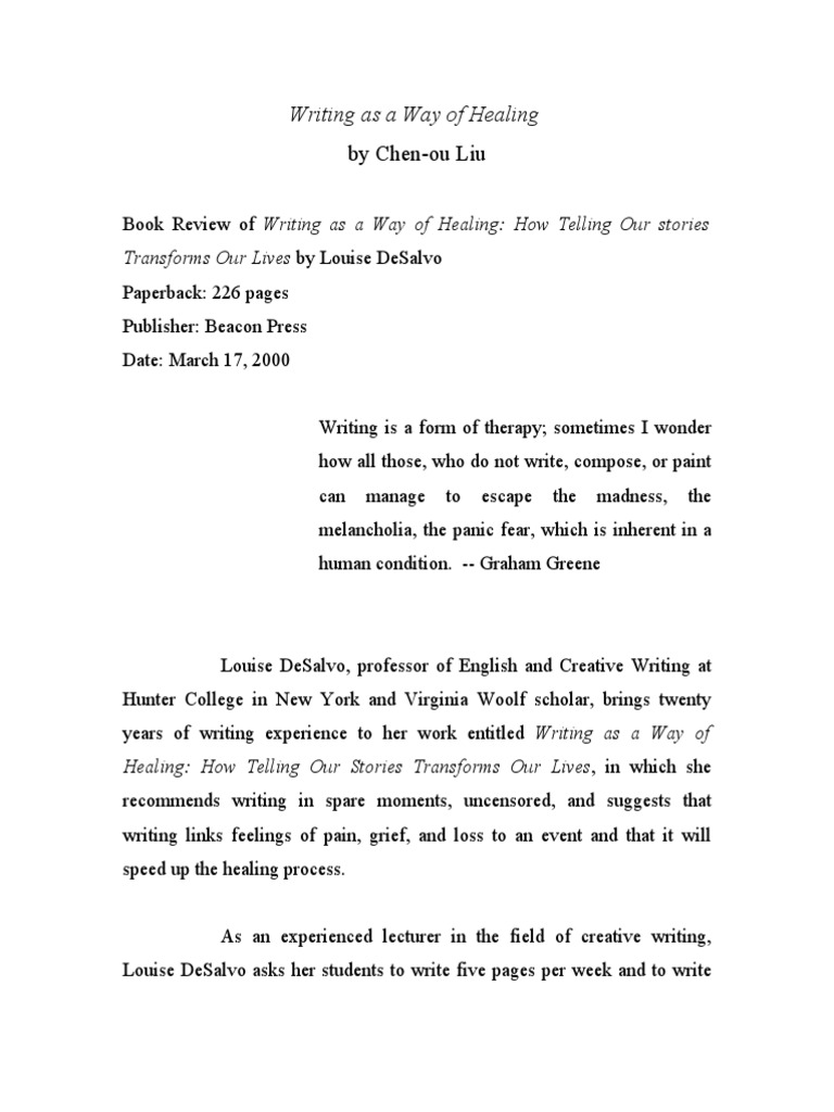 Healing Through Writing: DeSalvo's Insights | PDF | Books