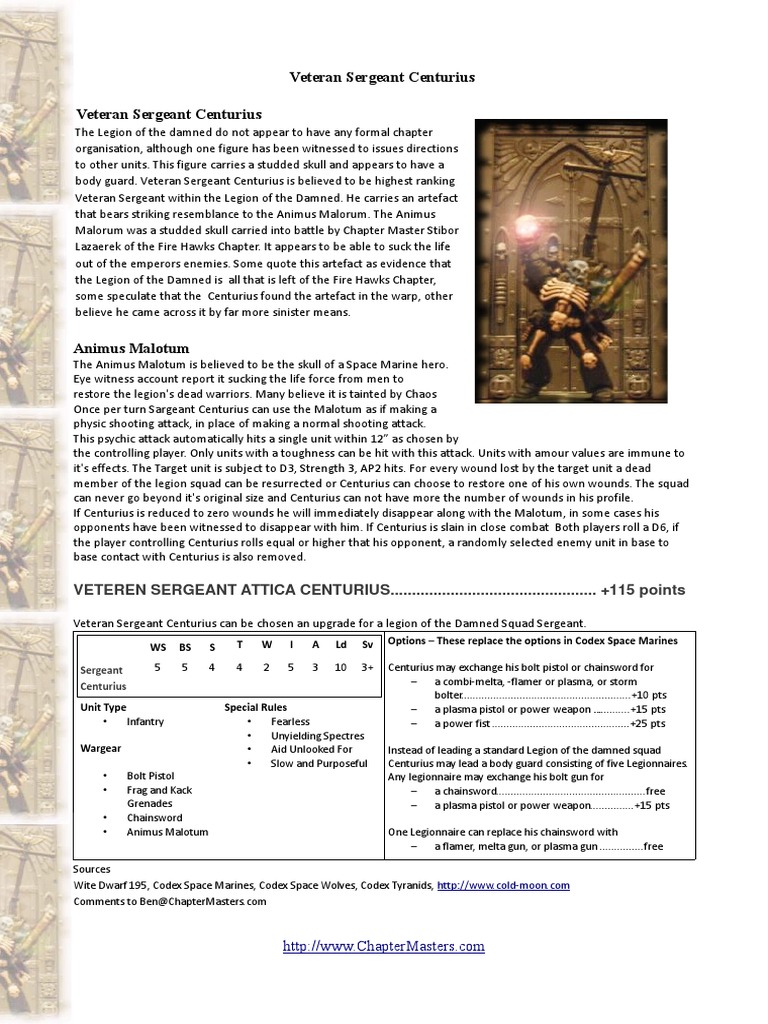 Veteran Sergeant Centurius Overview | PDF | Leisure | Unrest