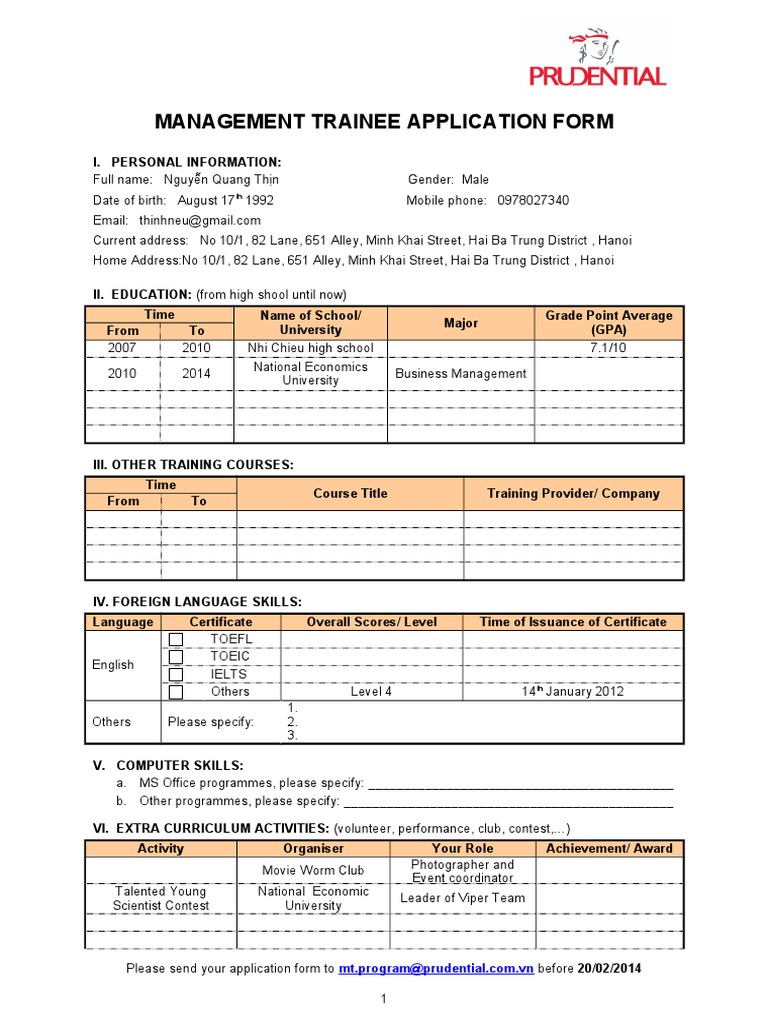 MT 2014 - Application Form | PDF | Further Education