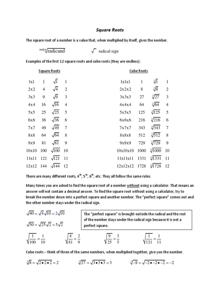Square Roots 3 | PDF | Discrete Mathematics | Mathematical Objects