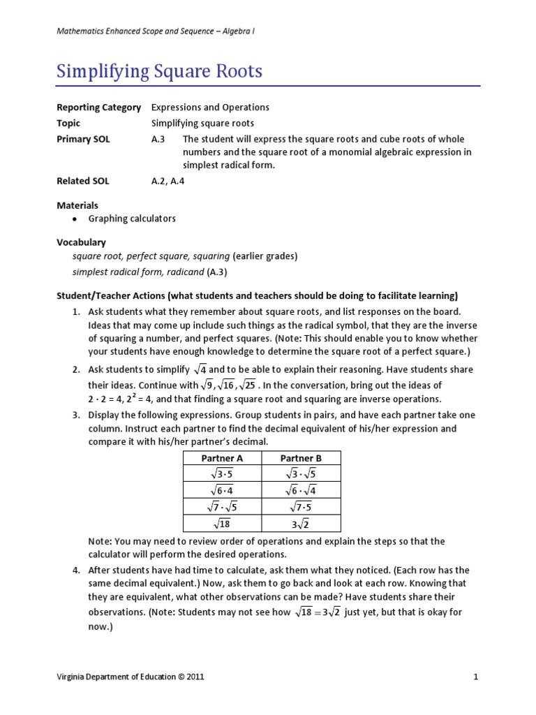 Square Roots 5 | Download Free PDF | Square Root | Numbers