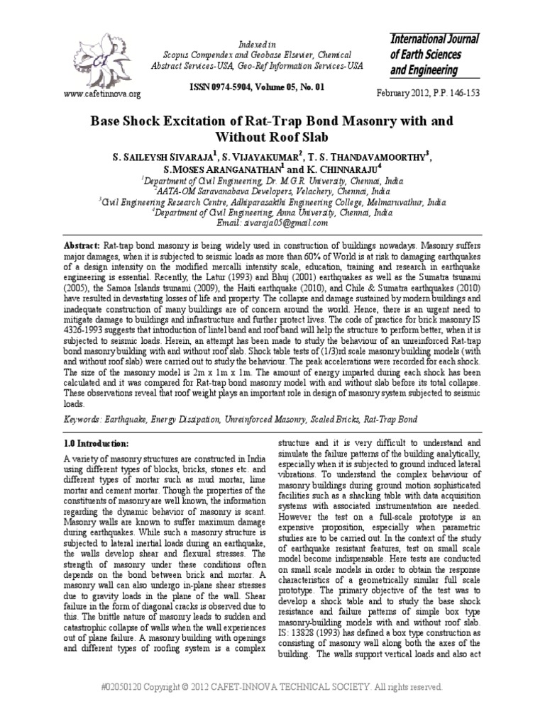 Rat Trap Bond Structures | PDF | Masonry | Brick