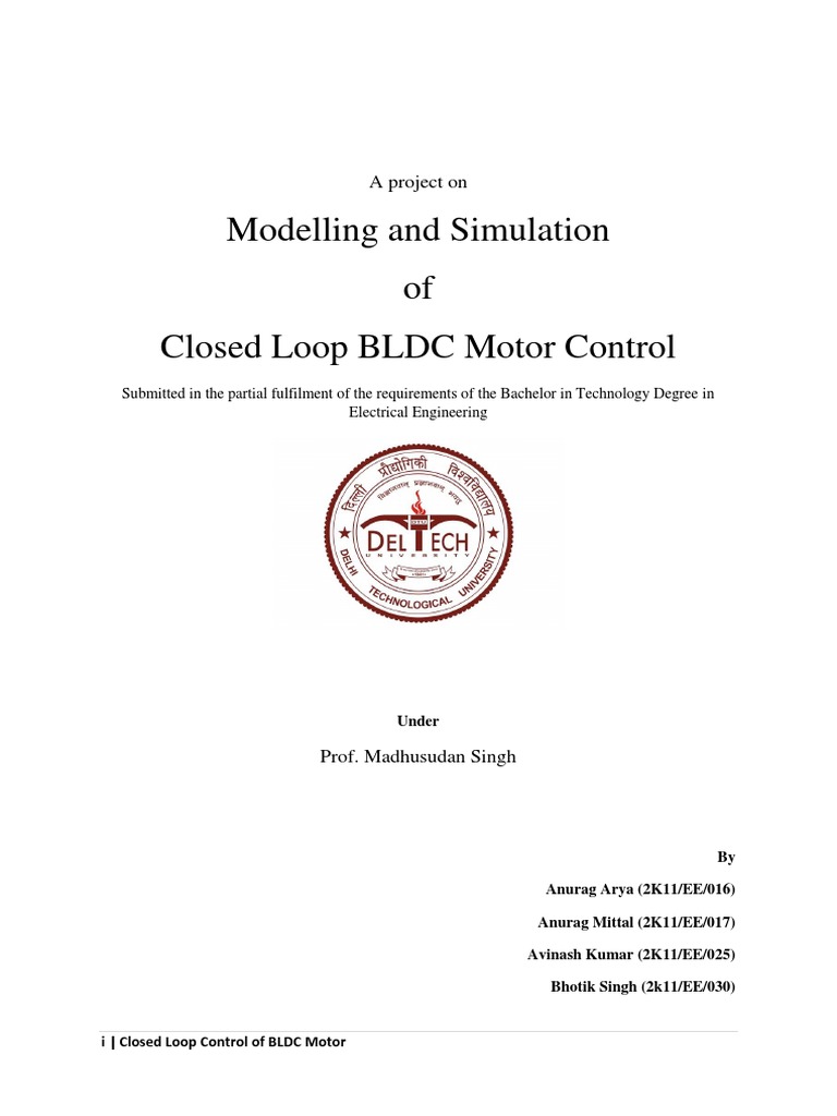 Modelling and Simulation of Closed Loop BLDC Motor Control | PDF ...