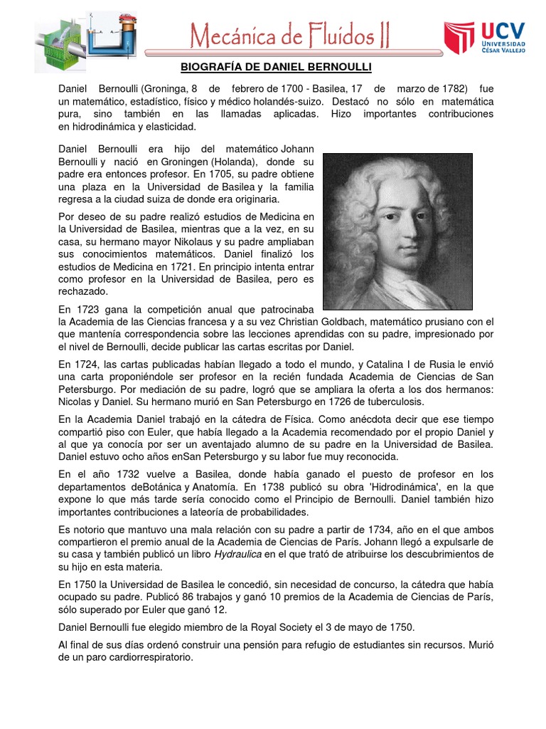Biografía de Daniel Bernoulli | PDF | Science | Enseñanza de matemática