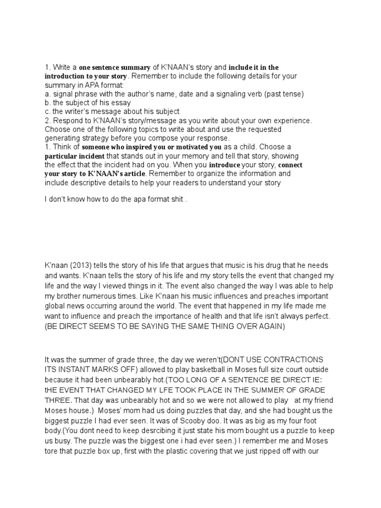 Introduction To Your Story. Remember To Include The Following Details ...