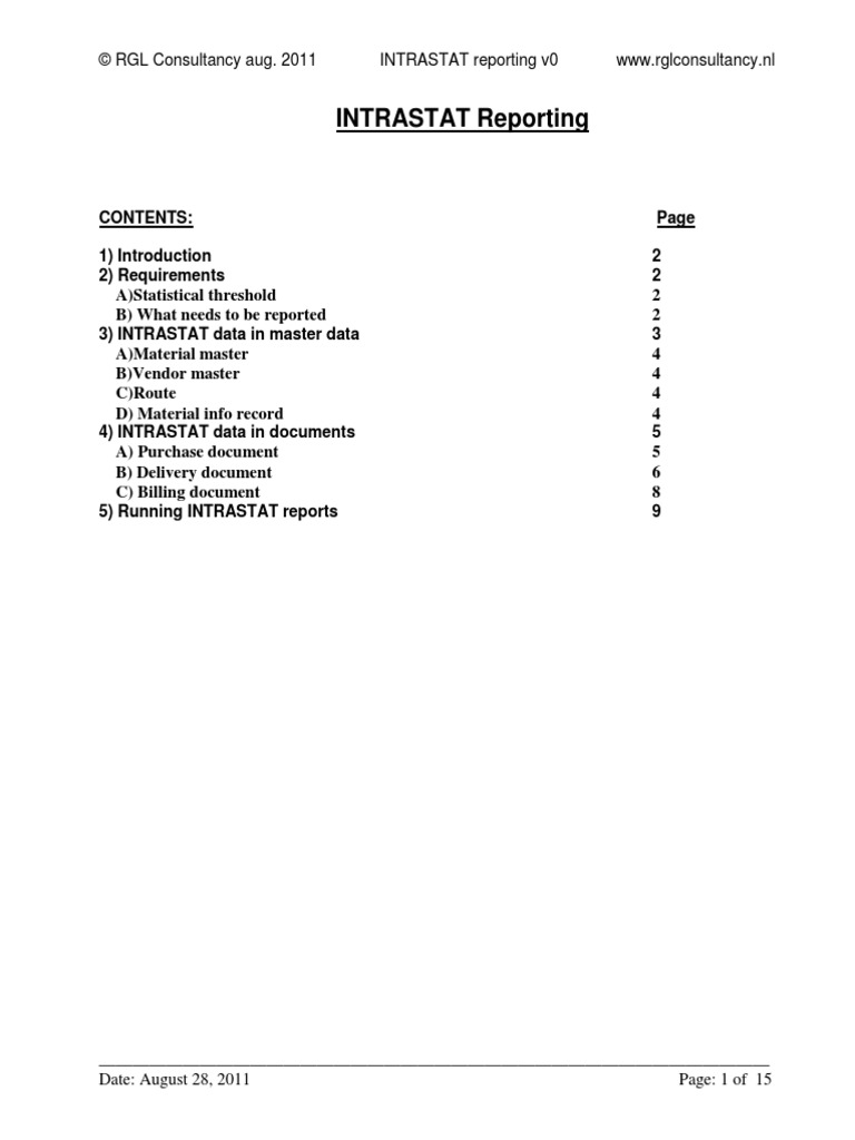 Intrastat Reporting | PDF | Invoice | Exports