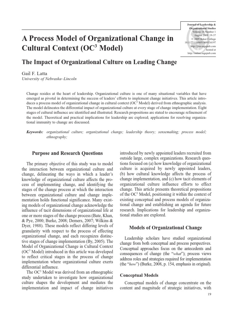 A Process Model of Organizational Change in Cultural Context | PDF ...