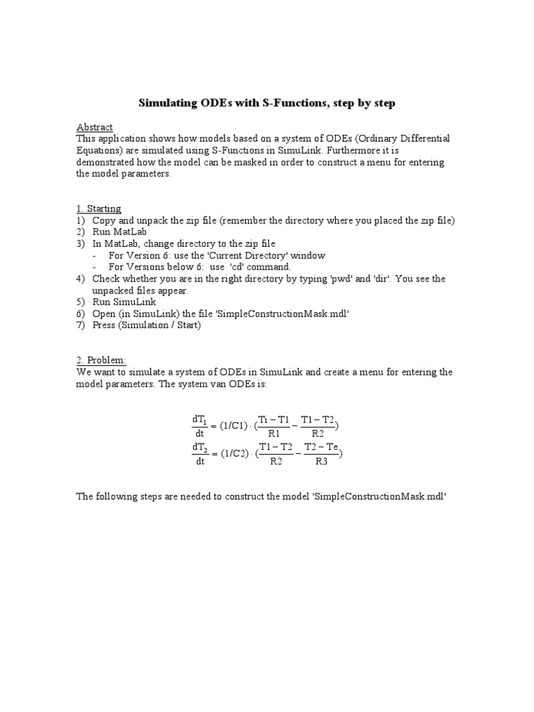 Modeling and S Function | PDF | Parameter (Computer Programming) | Ordinary Differential Equation