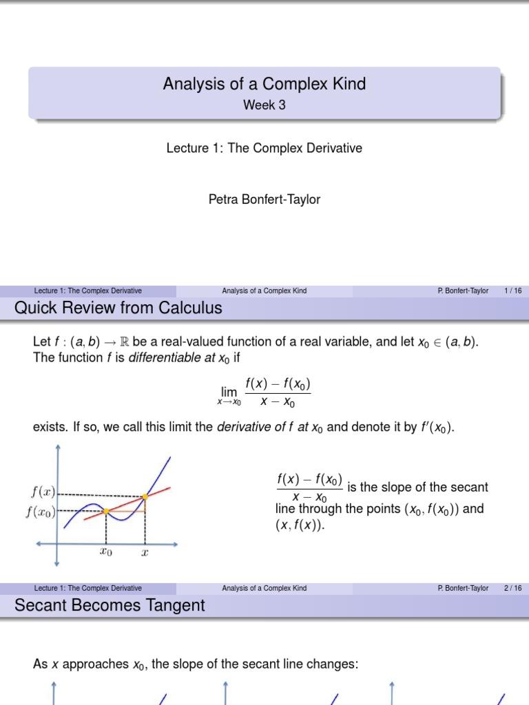 Complex Derivatives | PDF | Derivative | Teaching Mathematics