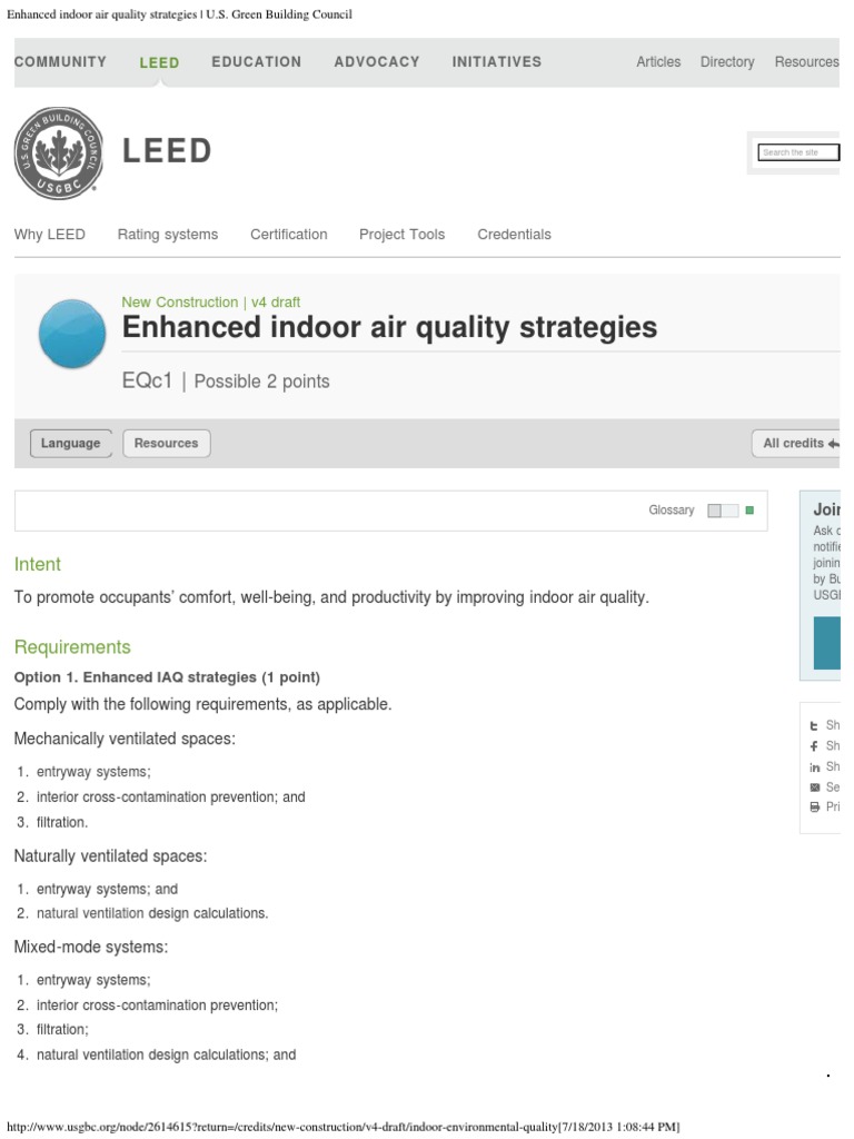 Enhanced Indoor Air Quality Strategies LEEDv4 | PDF | Ventilation (Architecture) | Leadership In ...