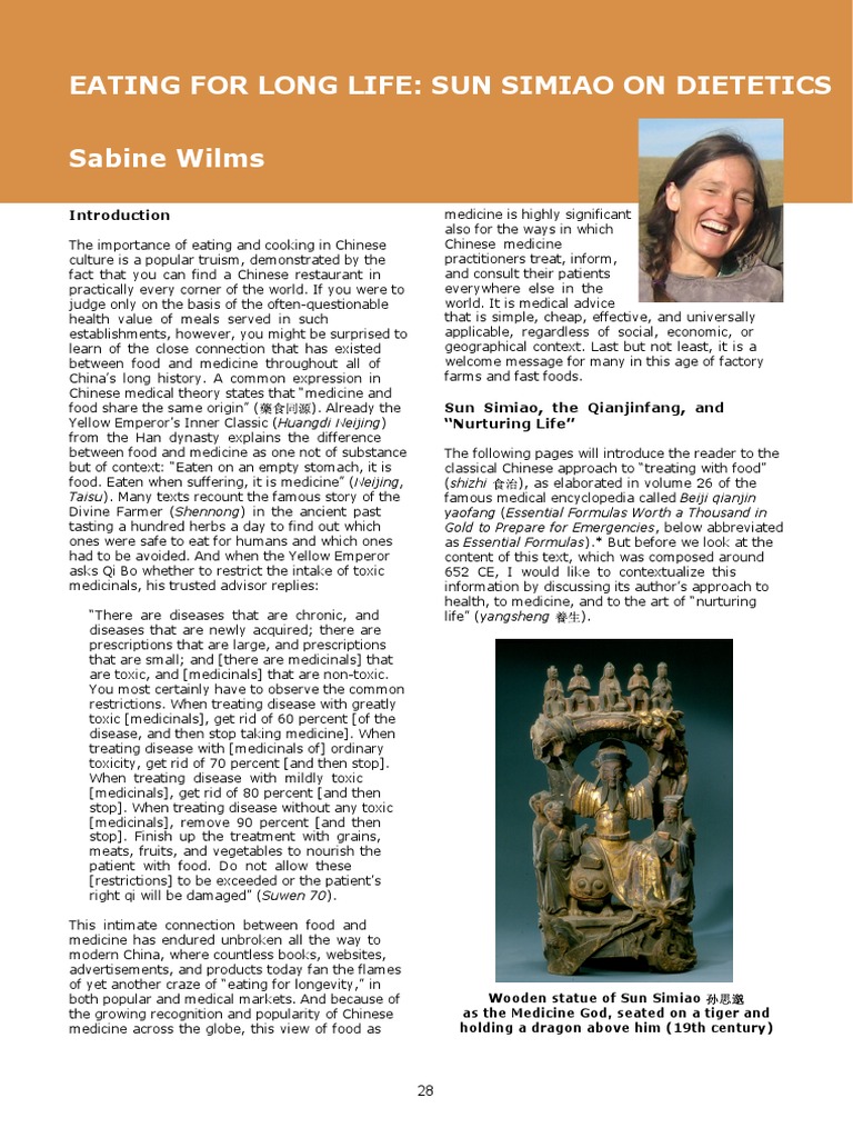 Sun Simiao and Dietetics Final | PDF | Traditional Chinese Medicine | Taste