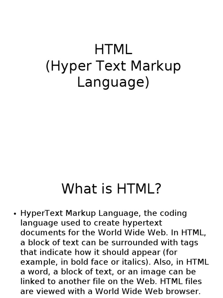 HTML (Hyper Text Markup Language) | PDF | Html | Hyperlink