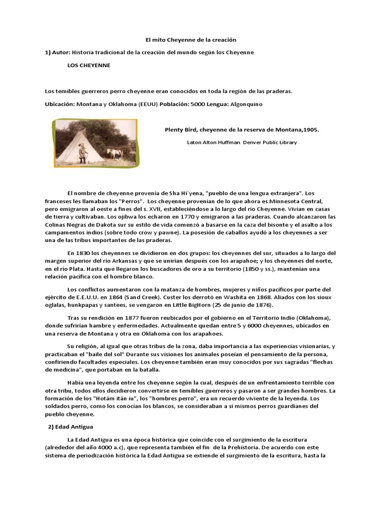 Mito de creación Cheyenne: Maheo | PDF | Cheyenne | siux