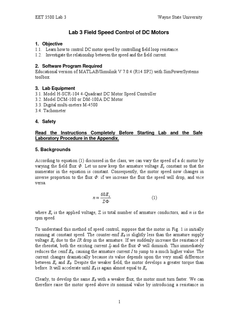 Lab 3 | PDF | Electric Motor | Electrical Resistance And Conductance