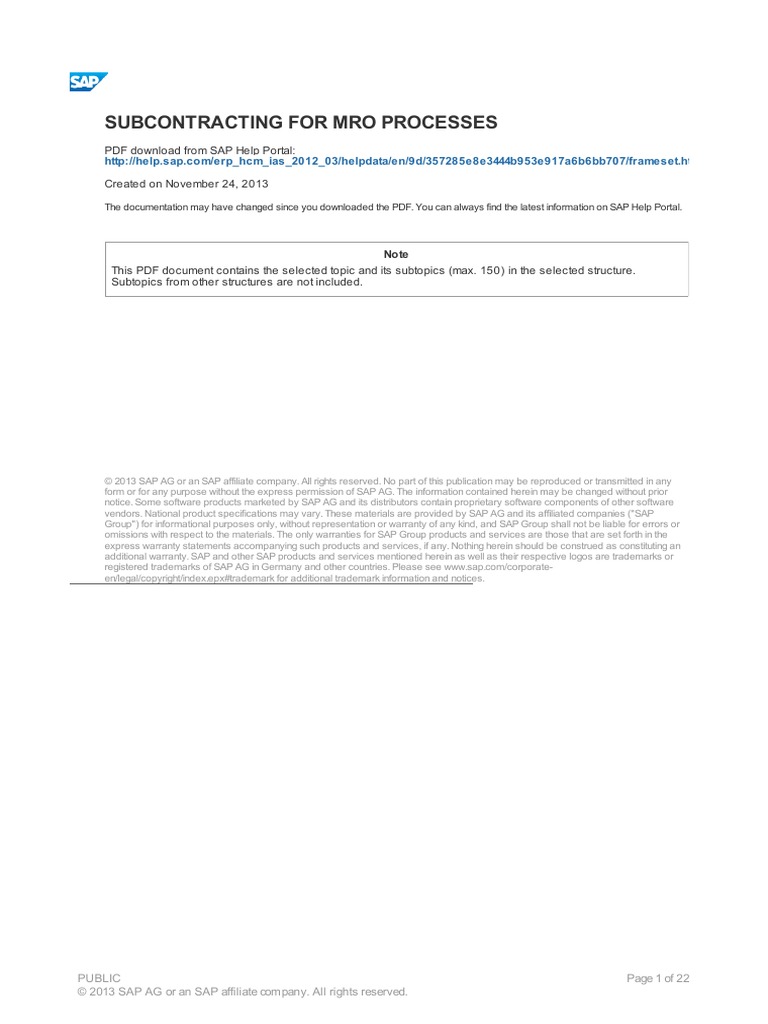 Subcontracting For MRO Processes Sap PM | PDF | Business Process | Stocks