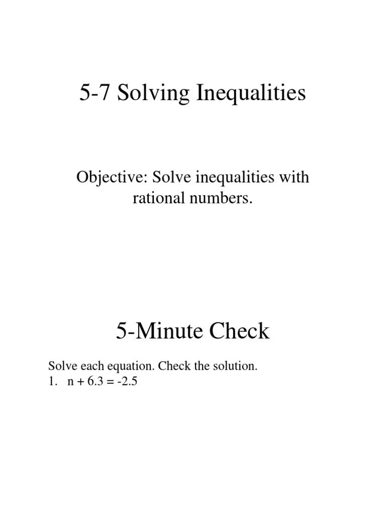 Pre Algebra Lesson 5 7 | PDF | Inequality (Mathematics) | Equations