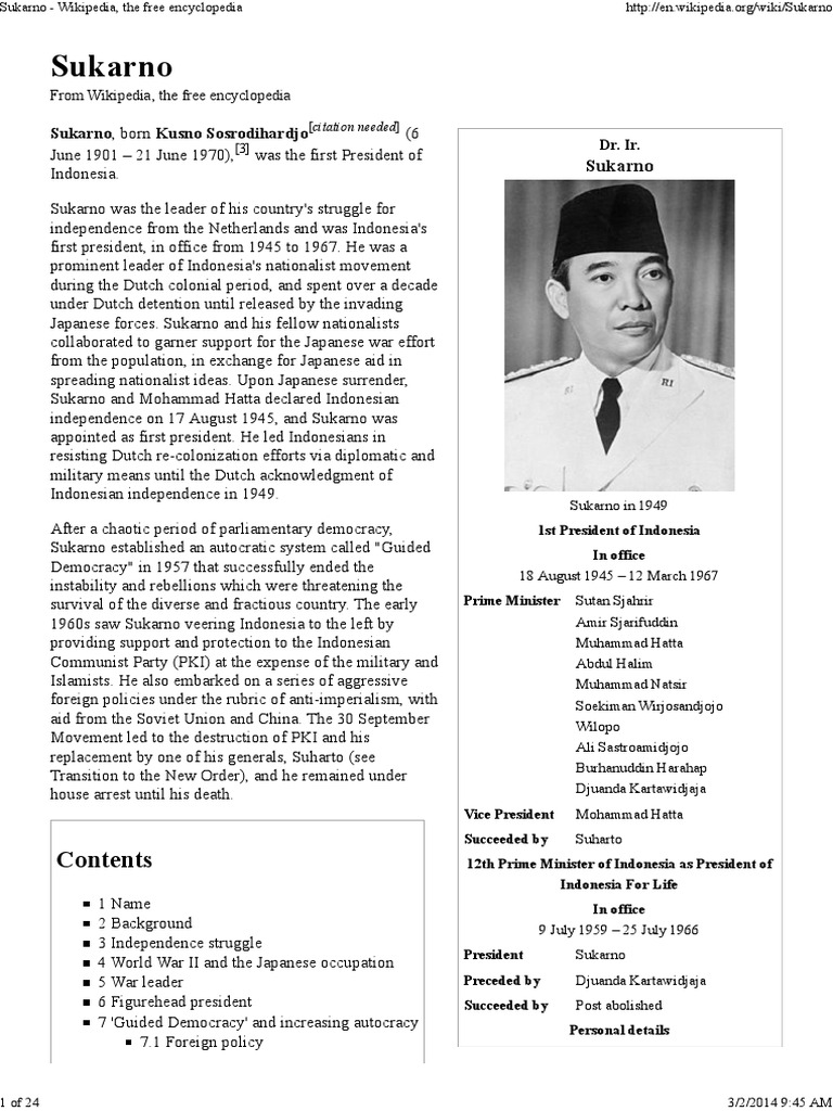 Sukarno - Wikipedia, The Free Encyclopedia | PDF | Indonesia | Unrest