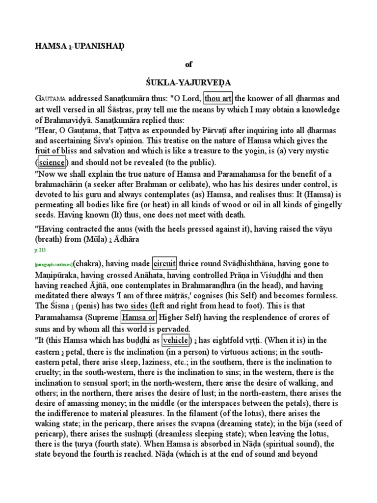Hamsa Upanishad - Full | PDF