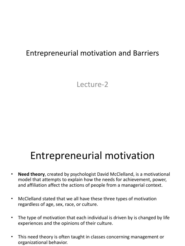 Understanding Entrepreneurial Motivation | PDF | Motivation | Motivational