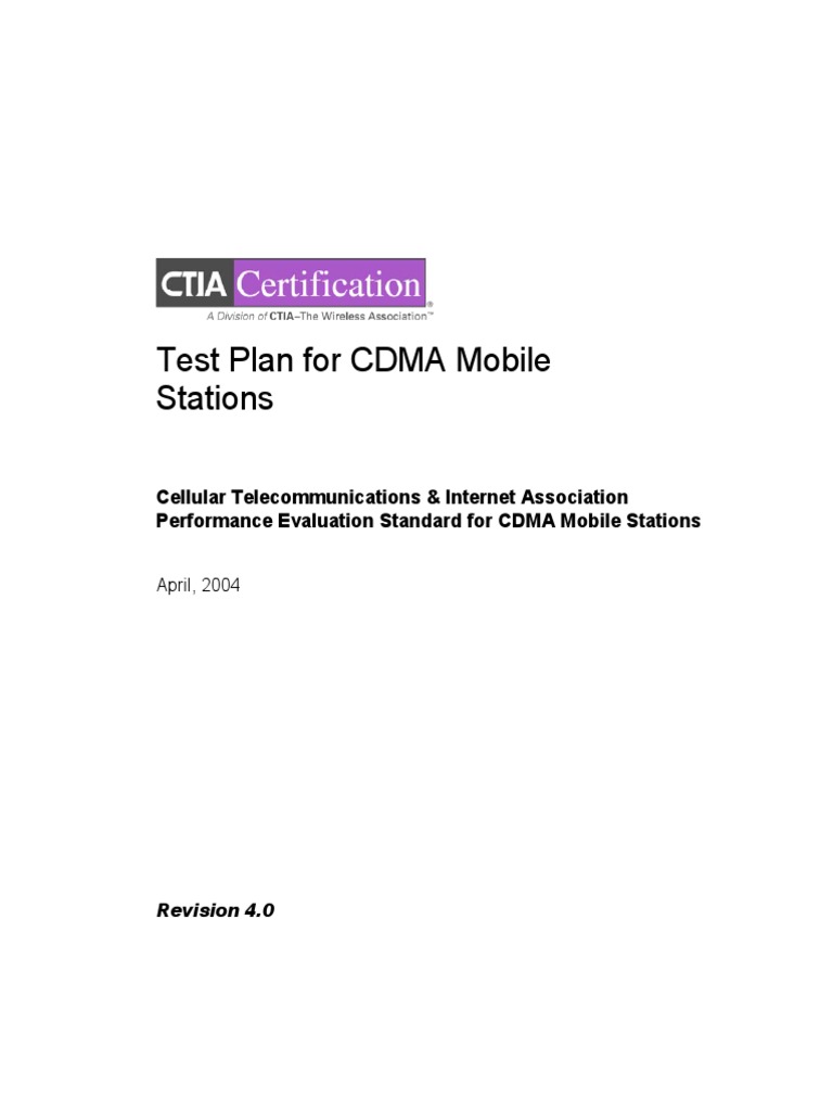 Ctia Cdma Test Plan Rev 4.0 | PDF | Telecommunication | Mobile Phones