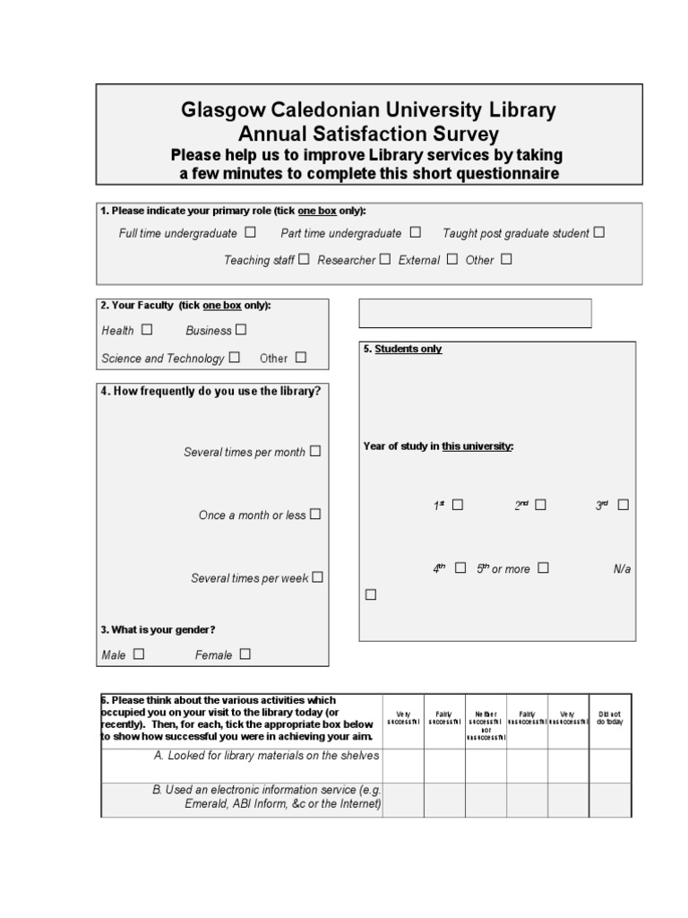 Library Satisfaction Survey | PDF | Libraries | Further Education