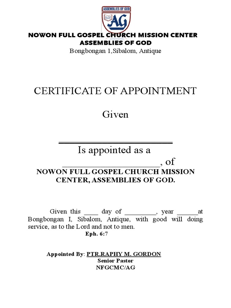 Certificate of Appointment | PDF