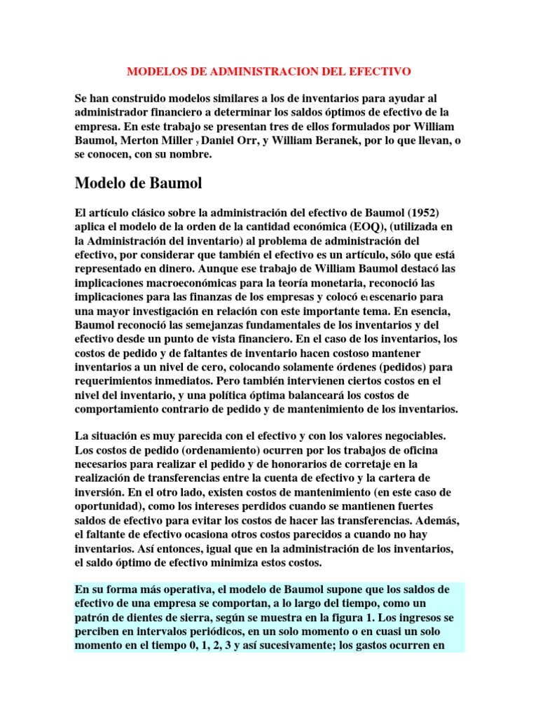 Modelo de Baumol | PDF | Inventario | Macroeconómica