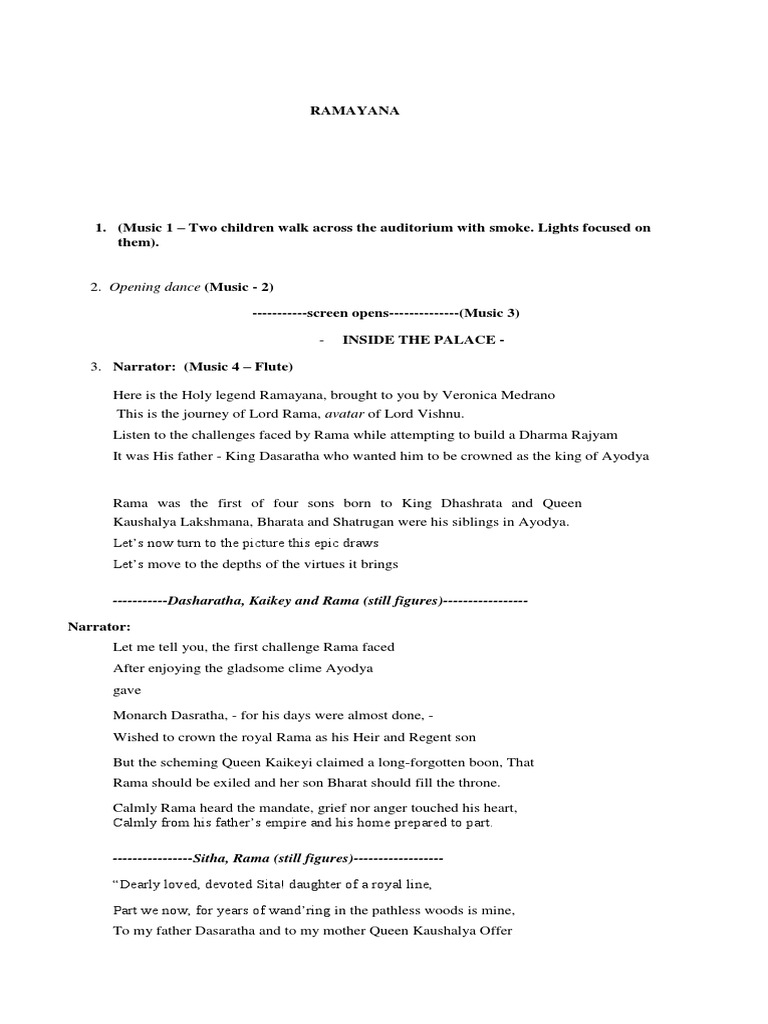 Ramayana Script | PDF | Sita | Ramayana