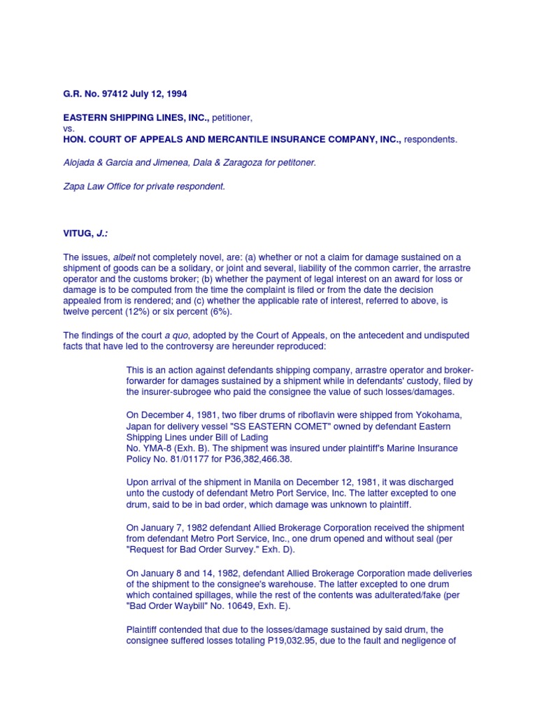 Shipping Liability & Interest Rate Ruling | PDF | Damages | Liquidated ...