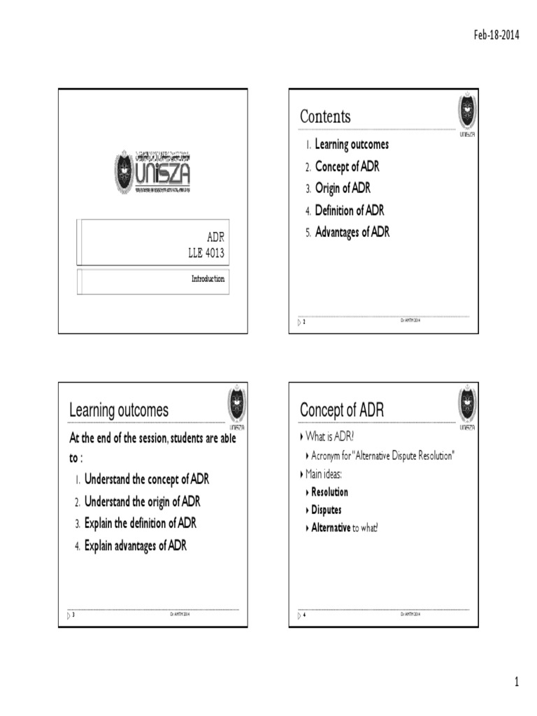 ADR1 - Introduction | PDF | Alternative Dispute Resolution | Arbitration