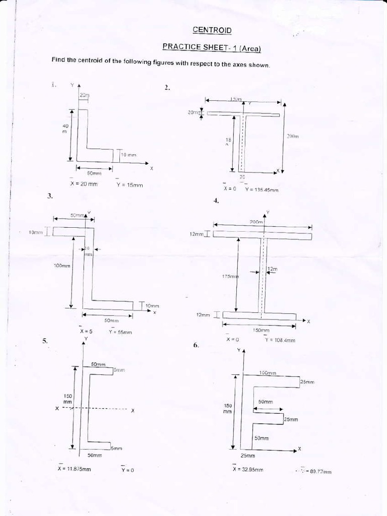 Centroid Practice Sheet. C NTBTD Fonowhs, Isuro.: $ith Respsrro | PDF
