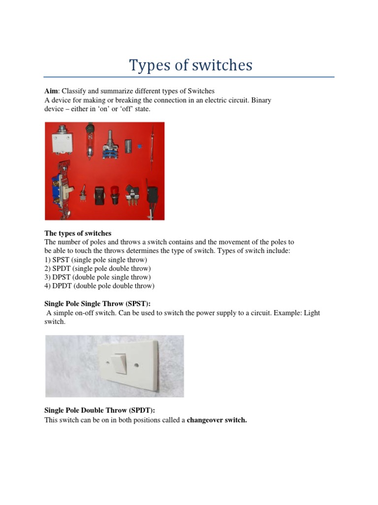 Electrical Switches Types