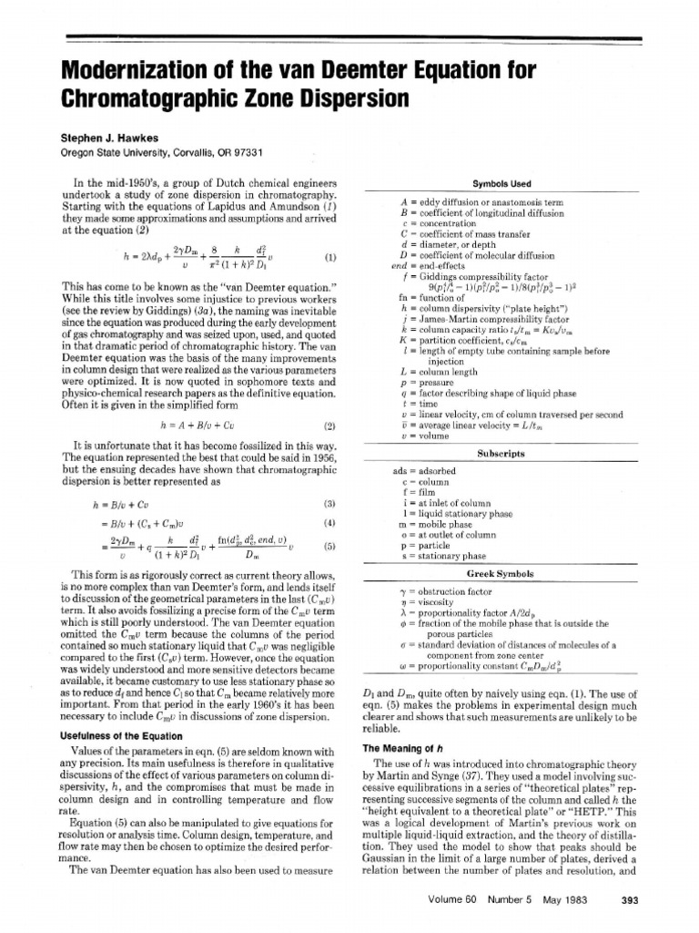 Modernizing the Van Deemter Equation | PDF | Chromatography | Adsorption