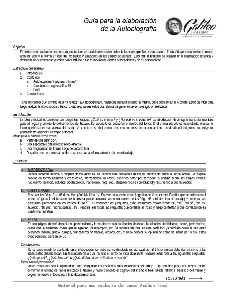 Guia para Hacer La Autobiografia 2014 | PDF