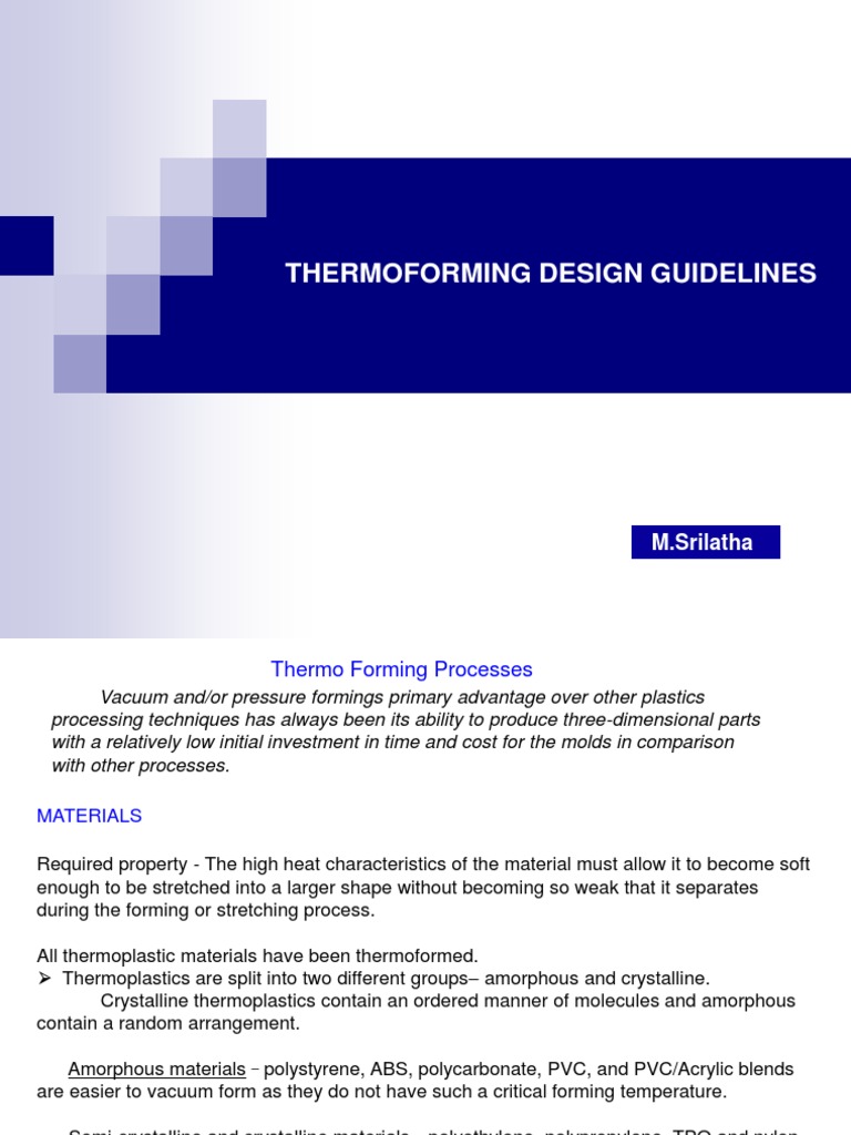 Thermoforming Design Guide | PDF | Sheet Metal | Thermoplastic