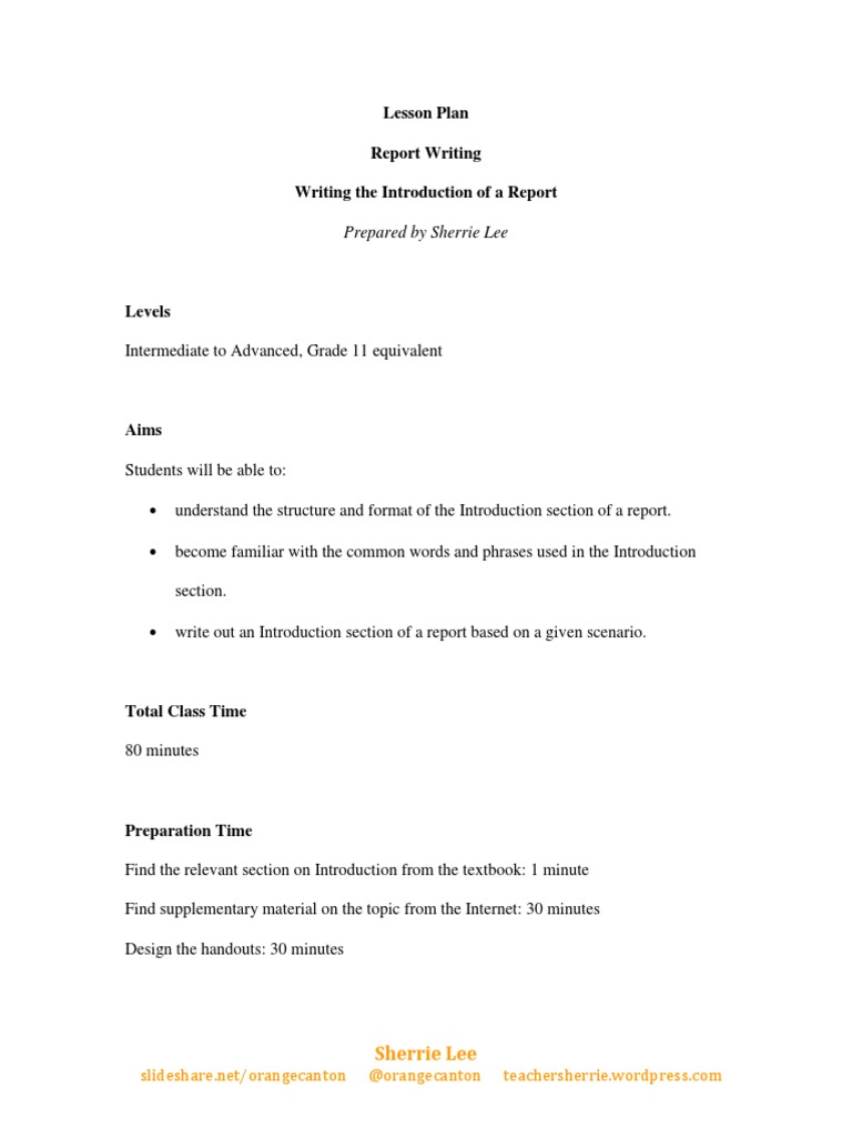 Lesson Plan For Report Writing | PDF | Lesson Plan | Pedagogy