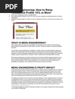 Menu Engineering Worksheet Guide | PDF | Menu | Profit (Economics)