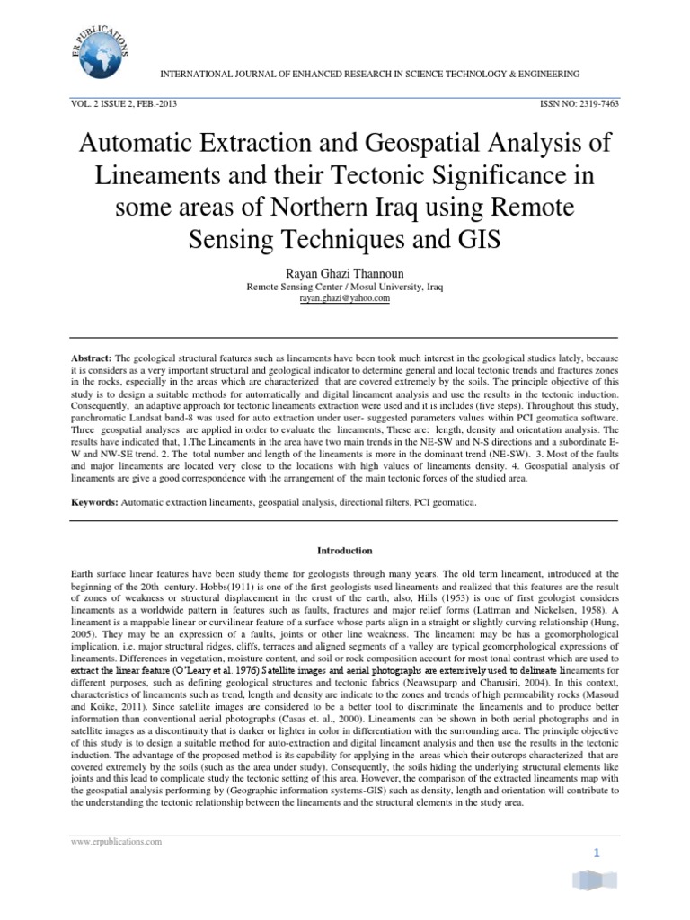 Lineament Density From Satellite Imagery | PDF | Geographic Information ...