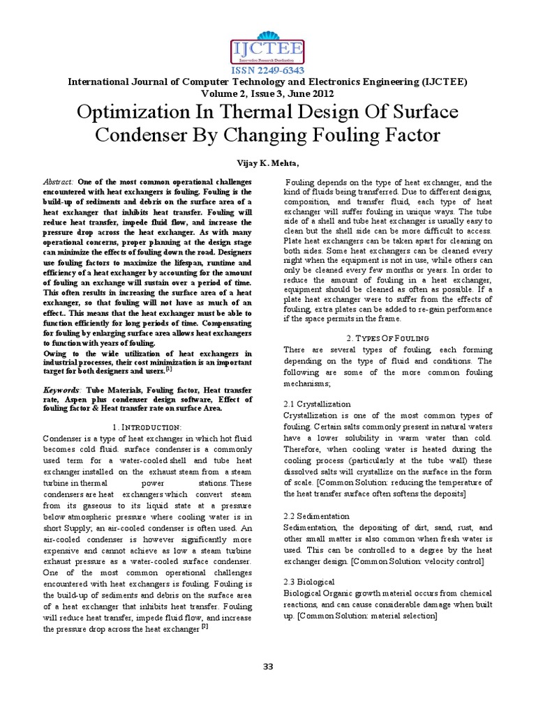 Effect of Fouling Factor | PDF | Heat Exchanger | Heat Transfer