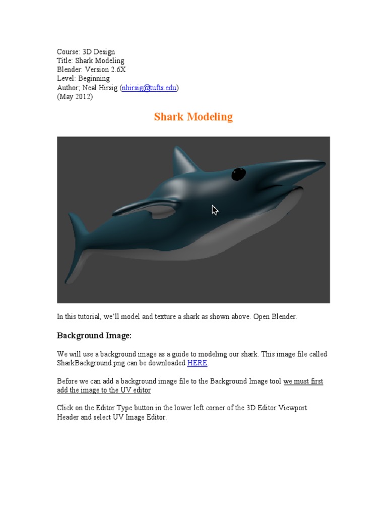 3D Shark Modeling in Blender | PDF