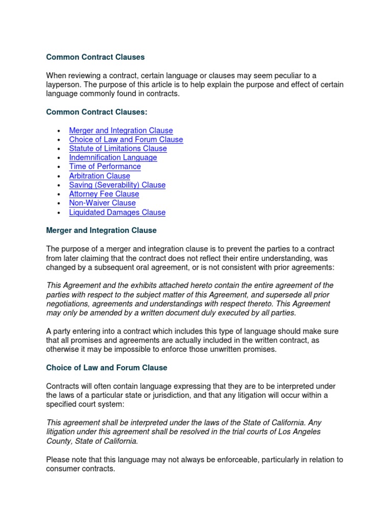 Contract Clauses | Indemnity | Liquidated Damages