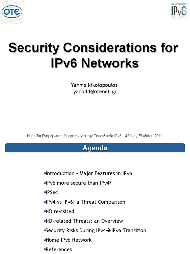 Security Considerations For Ipv6 Networks | PDF | I Pv6 | Ip Address