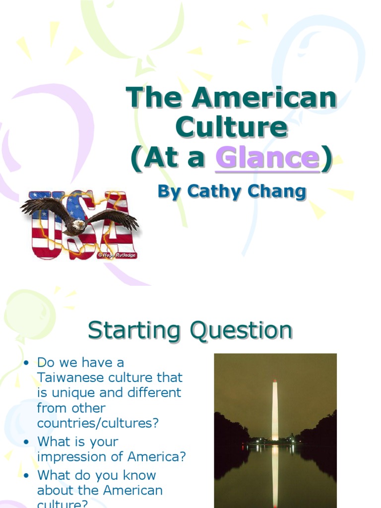 The American Culture (At A) : Glance | PDF | Culture Of The United ...