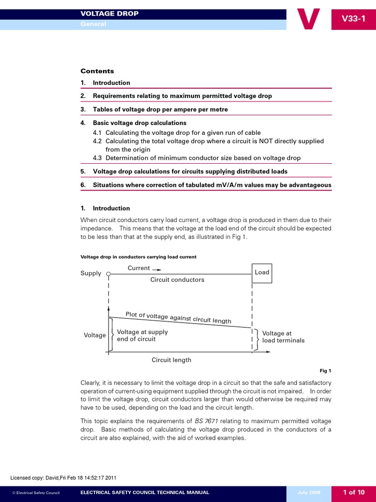 Voltage Drop | PDF | Electric Power Distribution | Cable
