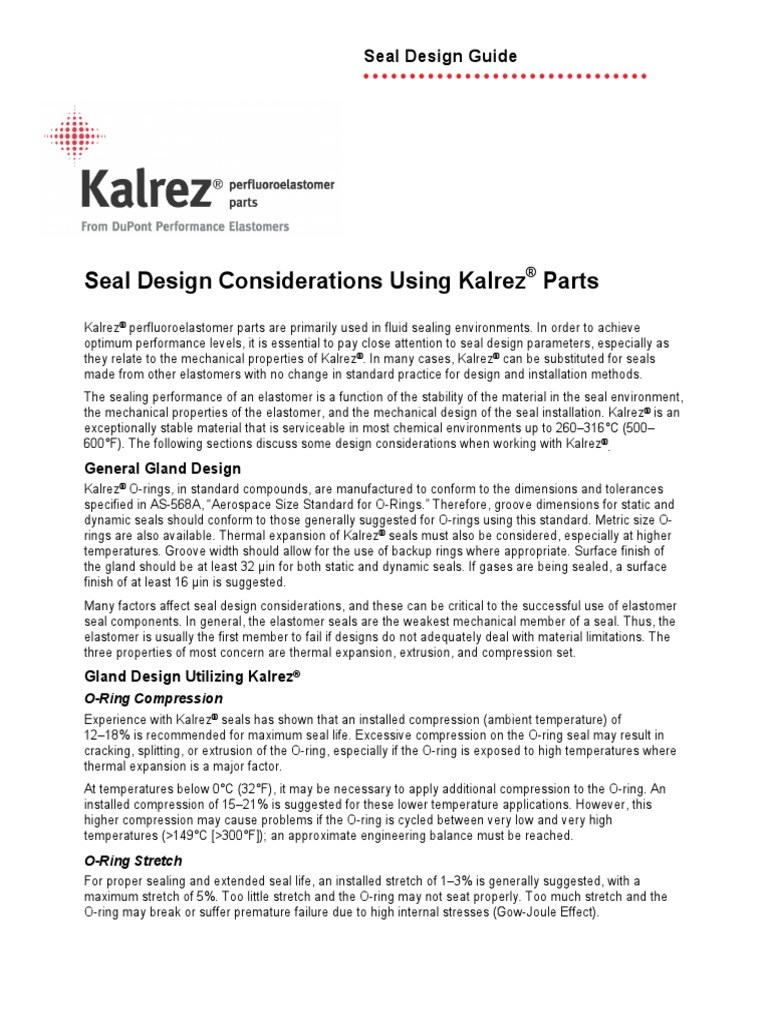 Seal Design Considerations Using Kalrez Parts | PDF | Materials Science ...