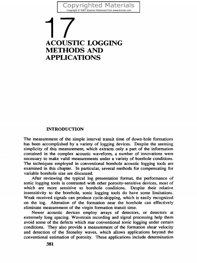 Acoustic Logging Methods and Applications | PDF | Strength Of Materials ...
